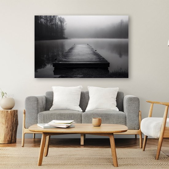 Mistige houten steiger in stilte - Mist poster - Posters steiger ...