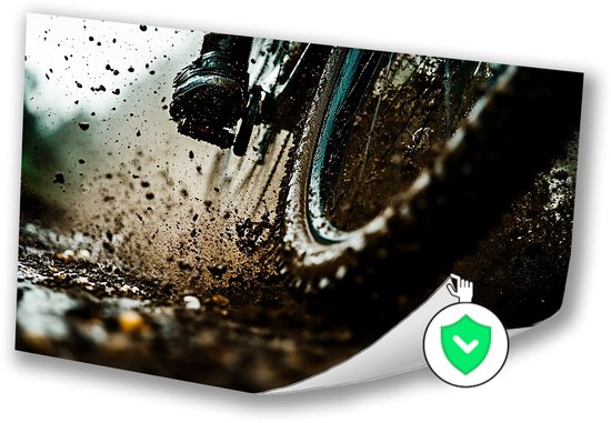 Dynamische fietstocht door modder - Modder muurdecoratie - Poster fiets ...