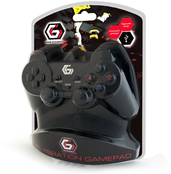 GMB Gaming Dual Vibration USB GamePad / zwart - 1,8 meter | bol