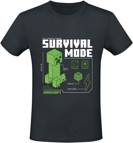 Minecraft Survivalmode T-shirt zwart L Katoen - Fan merch, Gaming | bol
