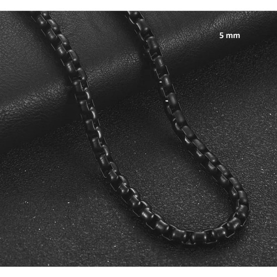 Aramat Jewels-Halskettingen-Zwarte Stalen Jasseron Ketting - Unisex--5mm / 55cm-- | bol