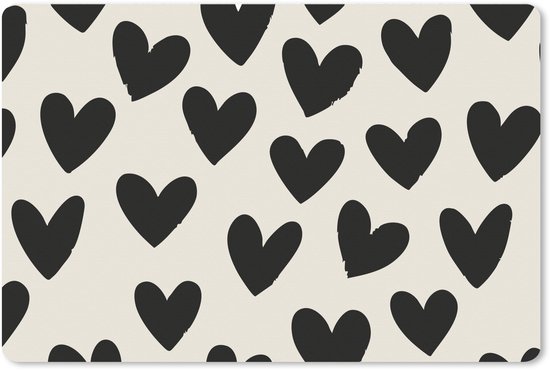 Muismat XXL - Bureau onderlegger - Bureau mat - Hartjes - Zwart - Beige ...