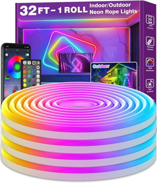 10 m Neon LED Strip - Flexibele RGB Verlichting met App en ...
