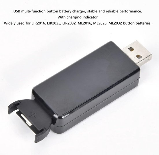 Snellader voor knoopcellen USB - Opladen voor LIR2016 LIR2025 LIR2032 ...