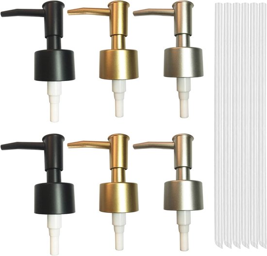 Pomdispensers Set van 6 - Kunststof Zeepdispenser met Pompkop en ...