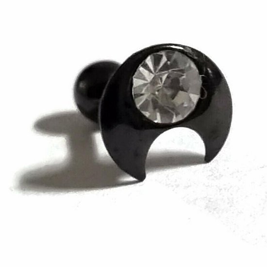 Zwarte helixpiercing piercing steentje maan | bol.com