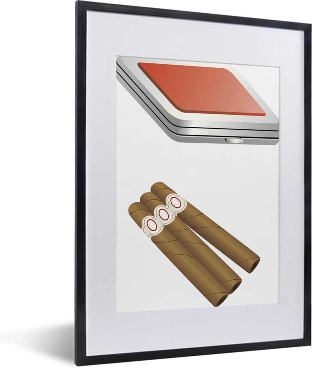 Fotolijst incl. Poster - een Cubaanse sigaar en een sigaret doos ...