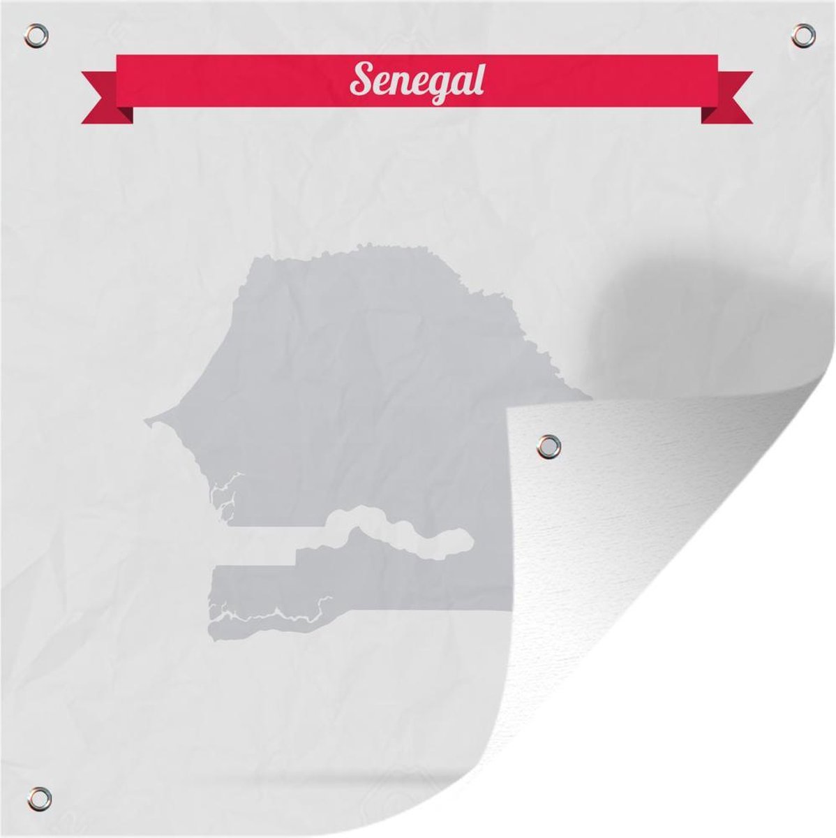 Tuindoek tekening van Senegal met een rood lint erboven - 100x100 cm ...