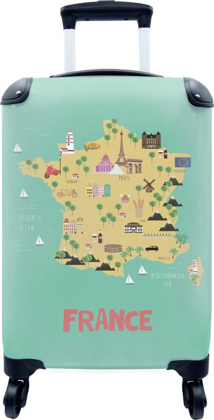 Valise - Carte de France illustrée - 35x55x20 cm - Bagage à Bagage à ...