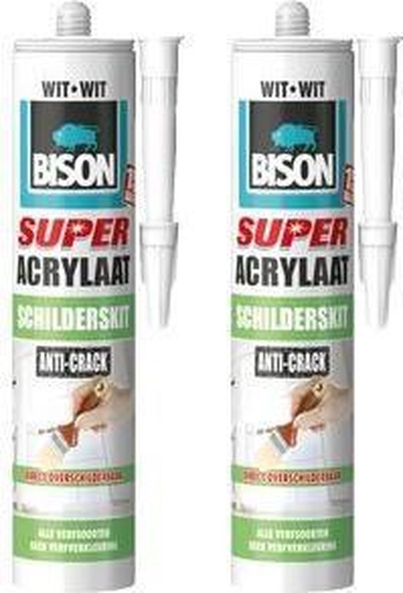 Bison super acrylaat schilderskit wit duoverpakking - 2 x 300 ml. | bol