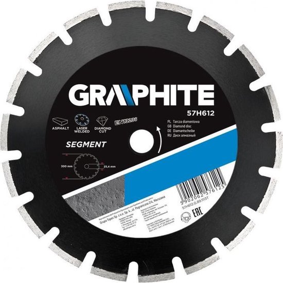 Graphite Diamantschijf 300x25,4x10,0x3,2 Segment Gelaserd Asphalt MPA ...