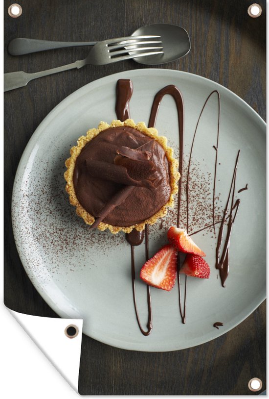 Muurdecoratie Toetje van chocoladetaart - 120x180 cm - Tuinposter - Tuindoek -... | bol