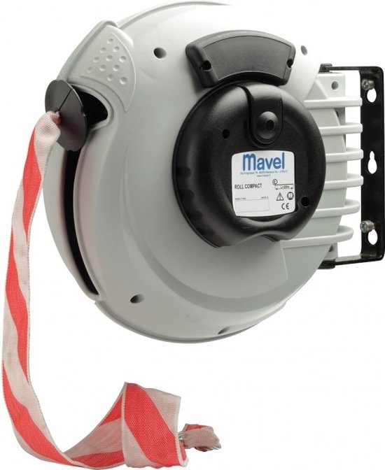 MAVEL Roll Compact Warning Tape Reel ROOD-WIT Afzetlint op automatische haspel / 20 meter | bol