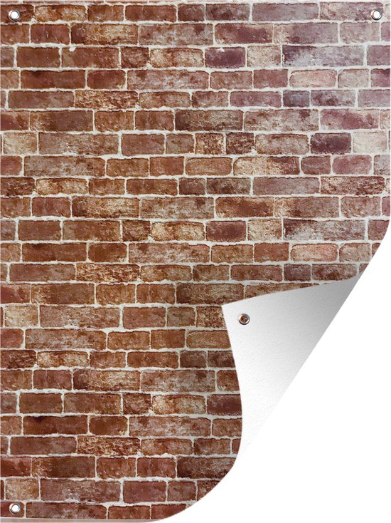 Tuin decoratie Baksteen - Bruin - Wit - Muur - 30x40 cm - Tuindoek ...
