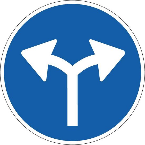 Verplichte rijrichting links en rechts bord - kunststof - D7 400 mm ...