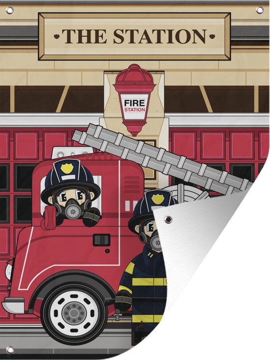 Tuin decoratie Kindertekening van brandweermannen met gasmaskers voor ...