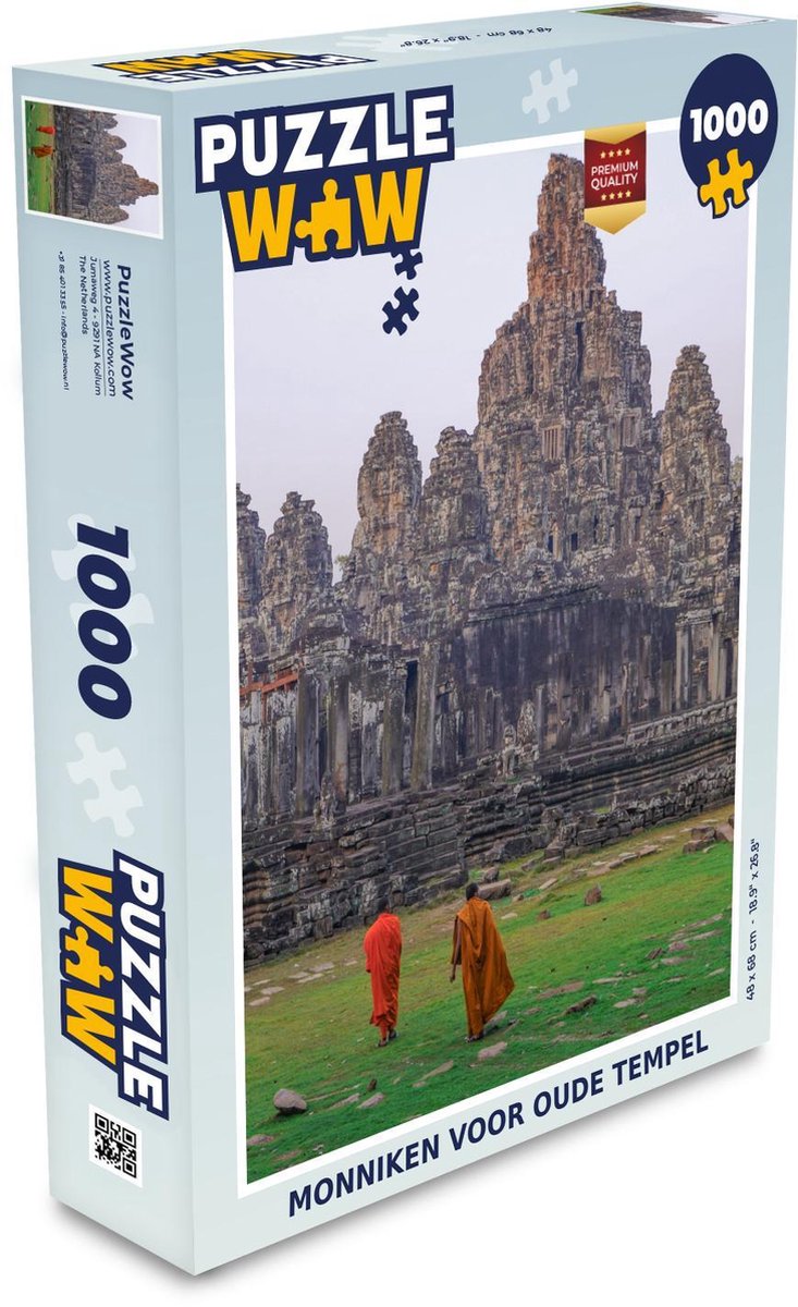 Puzzle Monks 1000 pièces - Moines devant l'ancien temple | bol.com