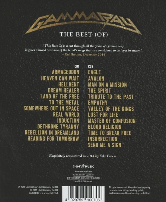 Gamma Ray - Best (Of) -Ltd-, Gamma Ray | CD (album) | Muziek | bol.com