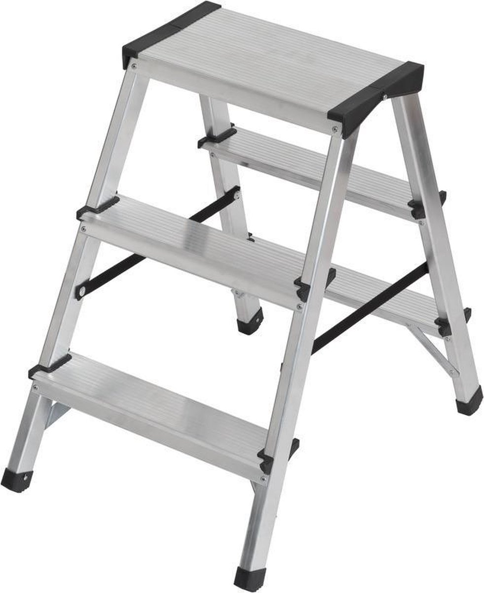 Dubbele trapladder aluminium 2x3 sporten Hoogte bok ladder 0,61m | bol.com