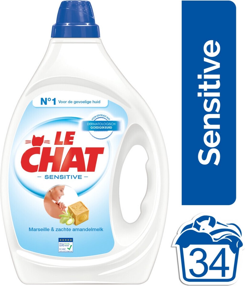 Le Chat Sensitive Gel Universeel - Vloeibaar Wasmiddel - 34 wasbeurten ...