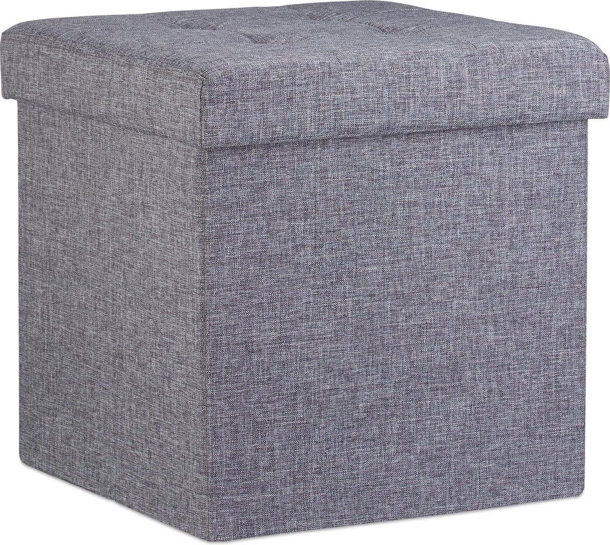 relaxdays - Poef vierkant - Opvouwbare vierkante hocker/ kruk - Linnen ...
