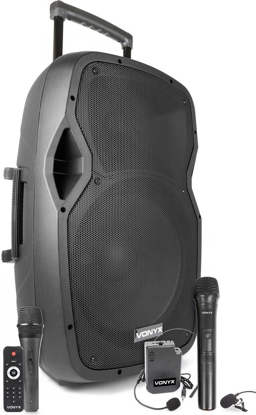 Mobiele party speaker - Vonyx AP1500PA - 800 Watt - partybox met 2 microfoons - 1... | bol