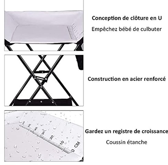 Folding Changing Table with Storage Basket - 79 x 55.5 x 96 cm - Black ...