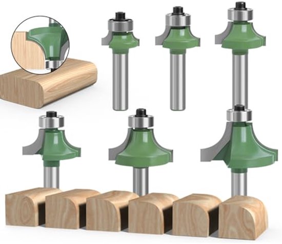 Pack of 6 Round Cutters, 8mm Shank Carbide Radius Cutter with Ball ...