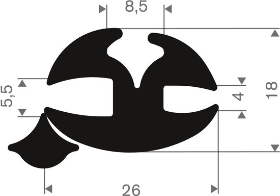 Rubber Peesprofiel - H profiel voor scheepsbouw, metaalindustrie - 5,5 ...