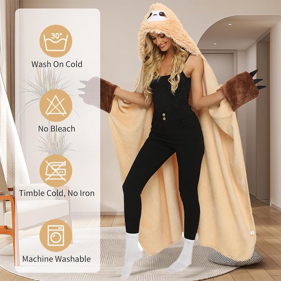 Portable Blanket met Kap - 160x122cm - Sloth Cadeaus - Sofa Blanket ...