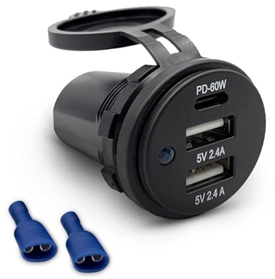 Dubbel USB stopcontact met USB-A en USB-C 5V - Ideaal voor Offgrid ...
