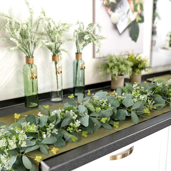 Kunstmatige Eucalyptus Slingers met Witte Bloemen - Set van 4 ...