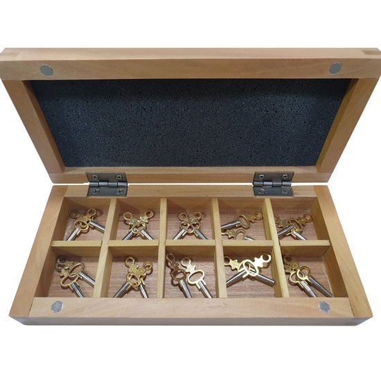 SELVA zakhorloge sleutelset, 20-delig, in houten etui, sorteerdoos voor ...