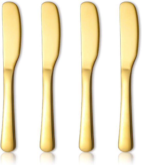 Roestvrijstalen Botermesjes Set in Goudkleur voor de Keuken - 4 Stuks | bol