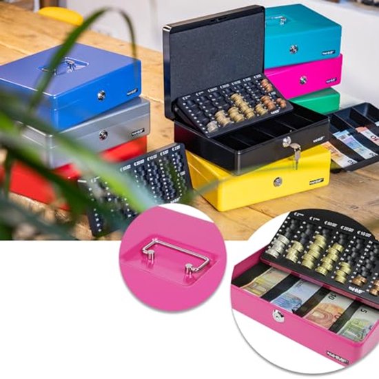 Geldcassette voor efficiënt geldbeheer - Roze, 30 x 24 x 9 cm | bol