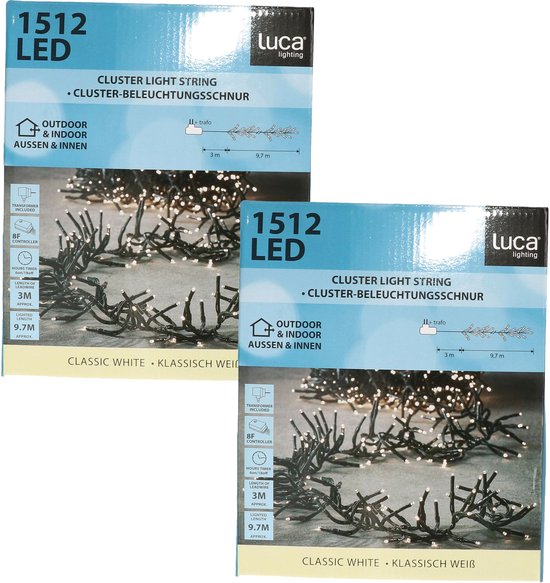 Luca Lighting Clusterverlichting - 2x - 1512 led lampjes - helder wit ...
