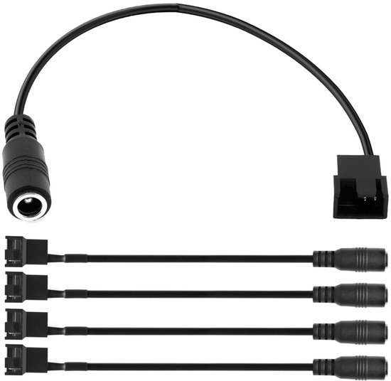 5pcs DC to 4pins/3pins PC Fan,DC 5.5mm x 2.1mm Female Plug to 3/4 Pin ...