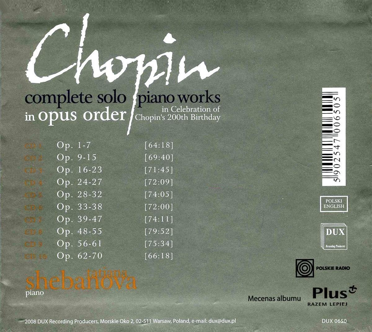 Chopin: Complete Solo Piano Works I, Shebanova: Piano | CD (album ...