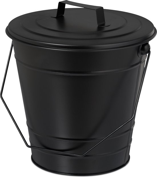 asemmer met deksel - 7 liter - metaal - openhaard - kolenemmer - zwart ...