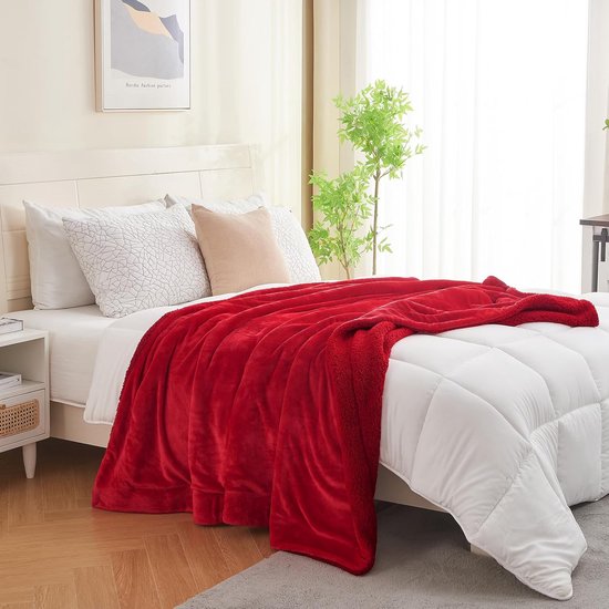 Sherpa Deken - klassiek, warm en knuffelig - 1 stuk - rood - Sherpa ...