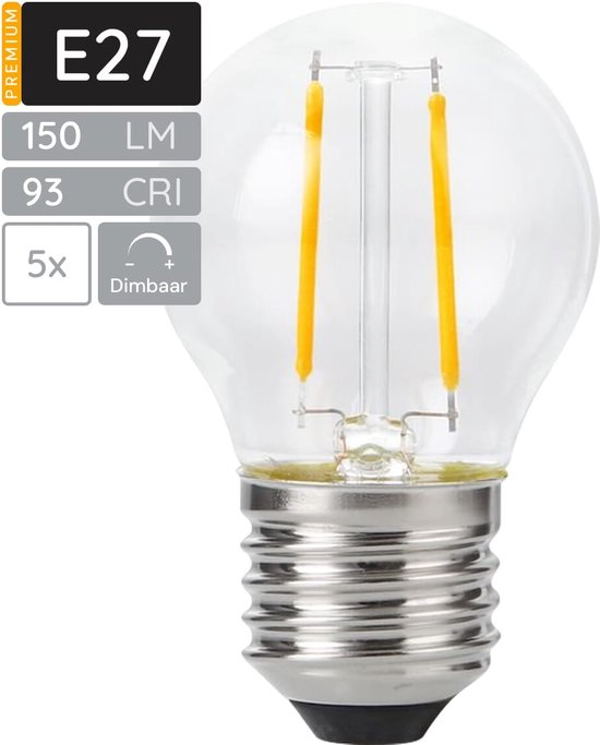 SPL E27 LED Lamp 2W Dimbaar - CRI 93 - Extra Warm Wit - LED Filament G45 - Vervangt... | bol