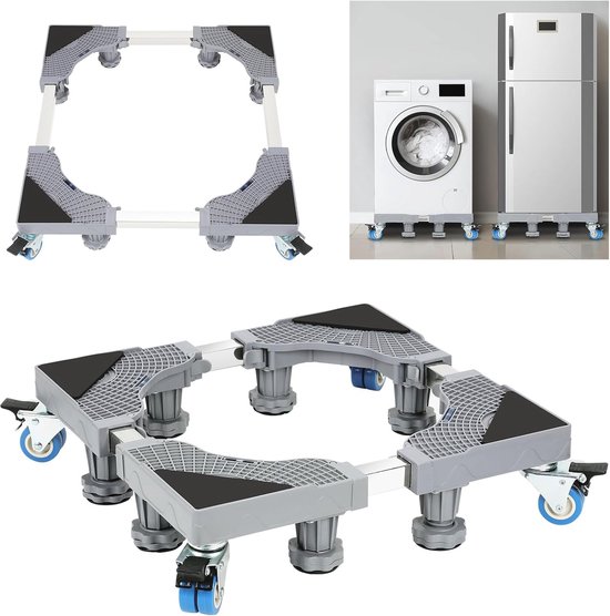Verstelbaar Onderstel voor Wasmachine en Droger 41-65 cm met Wielen en ...