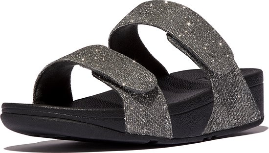 FitFlop Lulu Adjustable Shimmerlux Slides Vrouwen - Pewter | bol