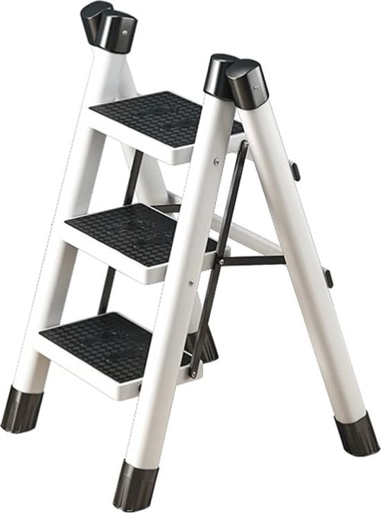 Opvouwbare 3-traps ladder met breed pedaal en stevige constructie | bol