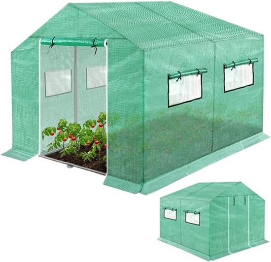 Broeikas foliekas, 6㎡ broeikas folietunnel met raam & deur, tomatenkas ...