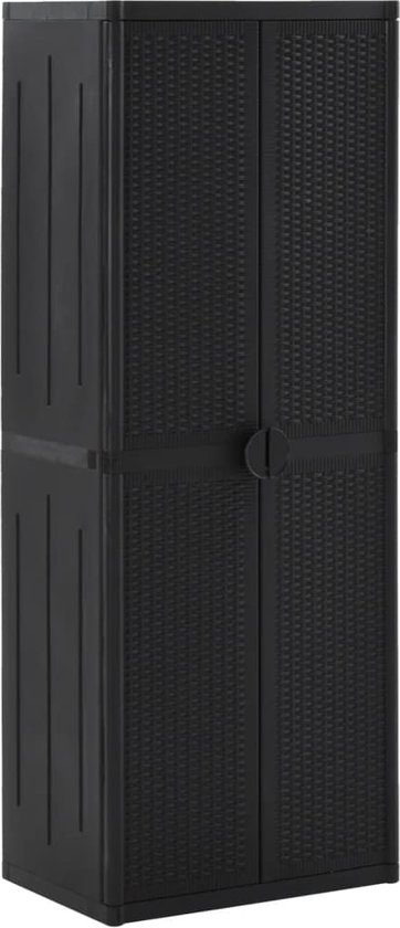 vidaXL Tuinkast - Rattan Look - 65x45x172 cm - Zwart Opslagruimte ...