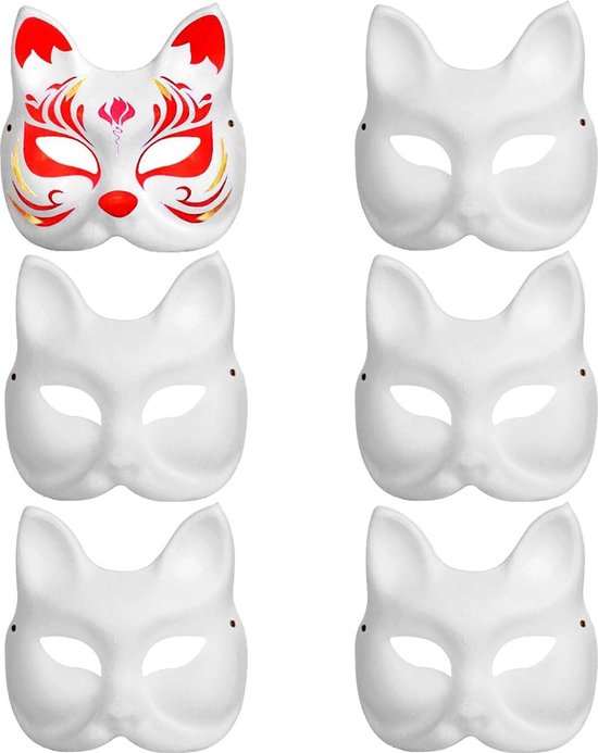 DIY Paper Mask - 5pcs Blank Fox Mask for Masquerade Halloween Kids ...