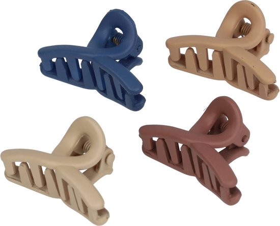 Haarklemmen Set Klein Wave 3cm Bruin Beige Blauw Mat Naturel 4 Stuks ...
