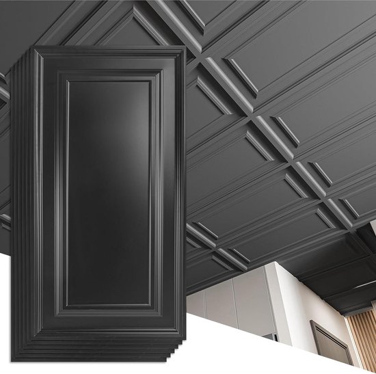 Decoratieve PVC plafondpanelen - Zwart - 60x120 cm - 12 stuks | bol