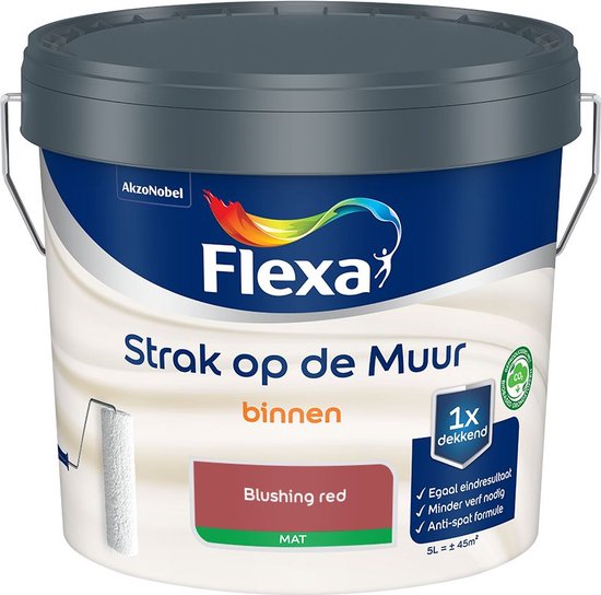 Flexa - Strak op de Muur Binnen Muurverf Mat - Blushing red - Mengverf ...